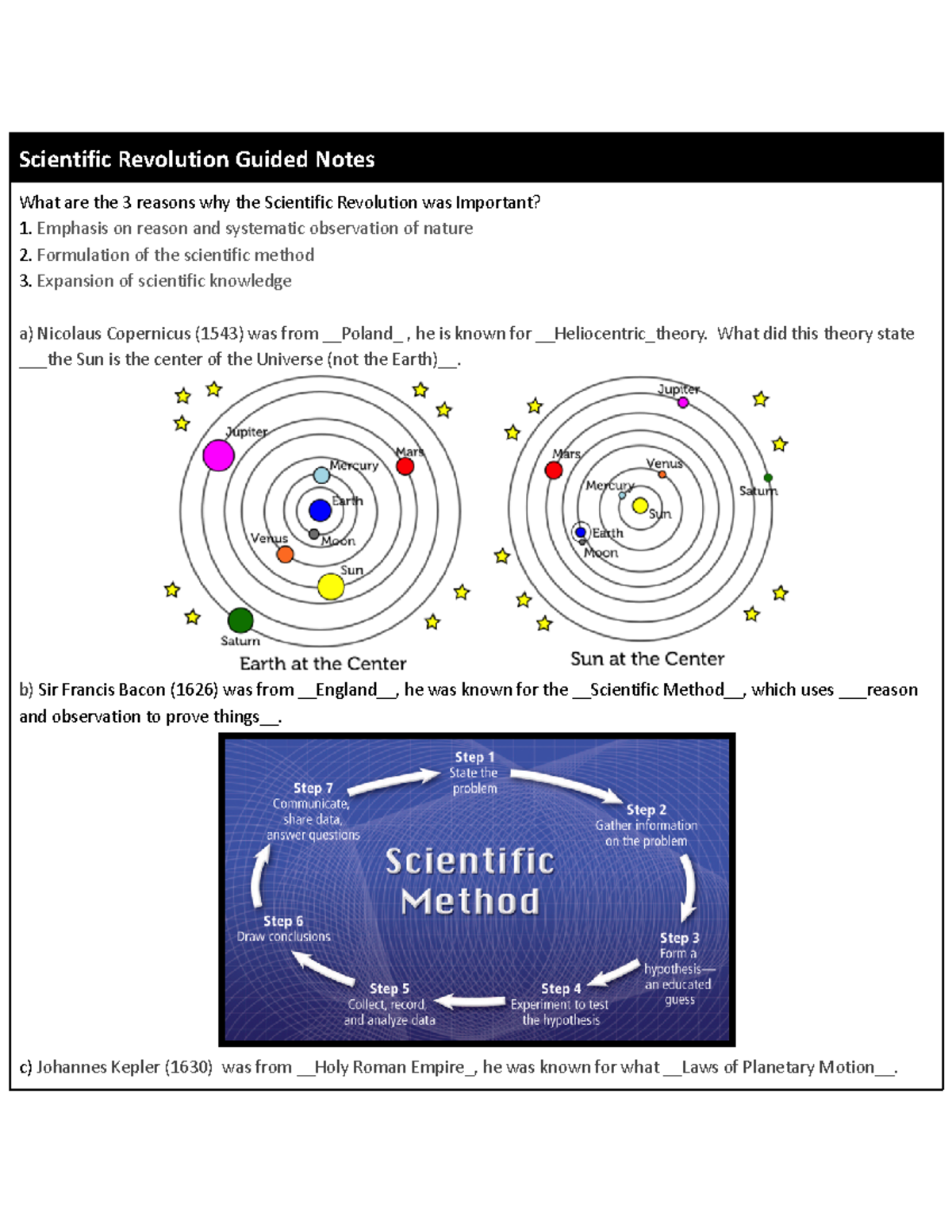 - Scientific Revolution Guided Notes 6a - Scientific Revolution Guided ...