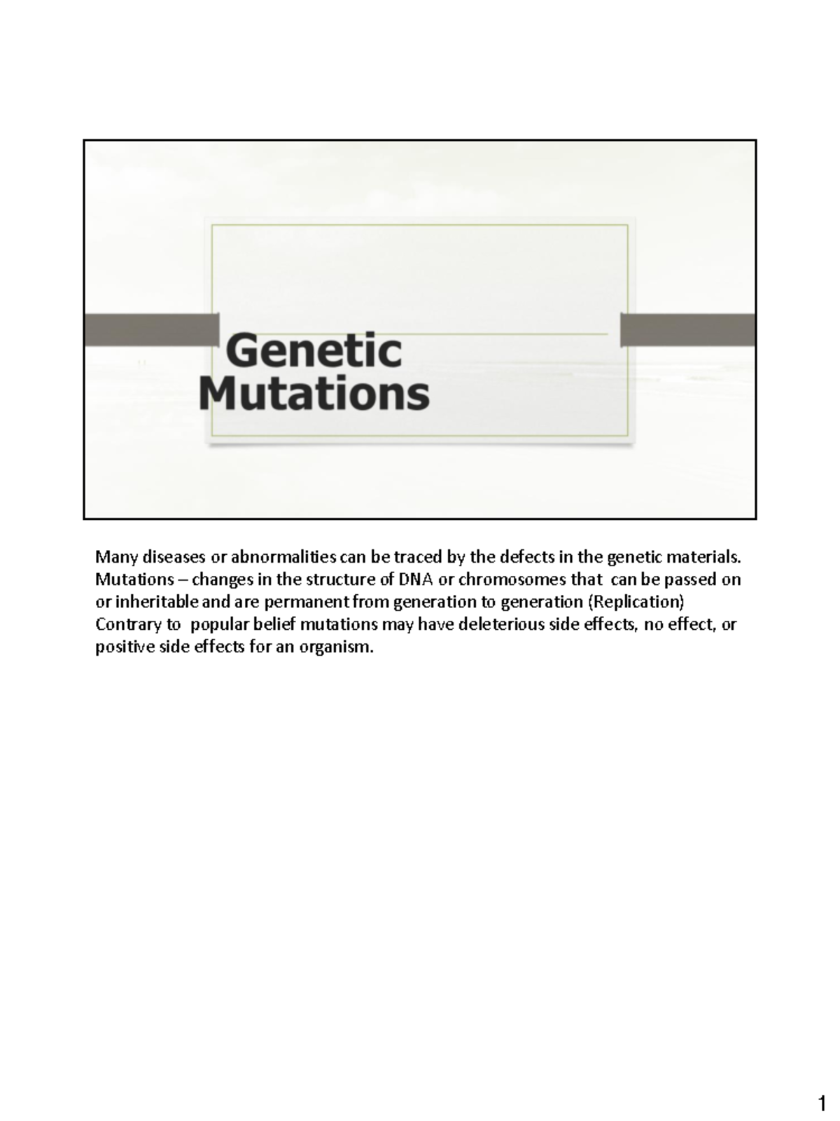 Mutations - Grade 10 Quarter 4 Biology - Many diseases or abnormalities ...