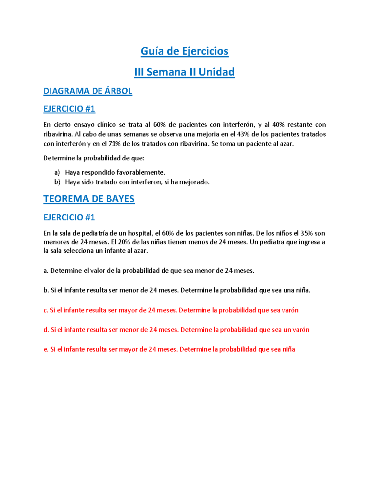 III Guía de Ejercicios II Unidad - Guía de Ejercicios III Semana II Unidad DIAGRAMA DE ÁRBOL ...
