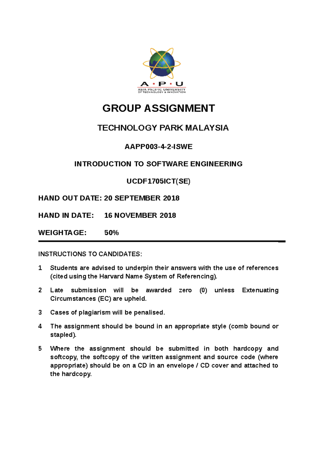ISWE Group Assignment 9 - GROUP ASSIGNMENT TECHNOLOGY PARK MALAYSIA AAPP003-4-2-ISWE ...