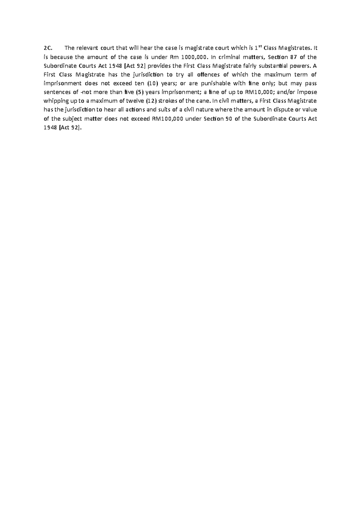 2C business law 2021 - 2C. The relevant court that will hear the case ...