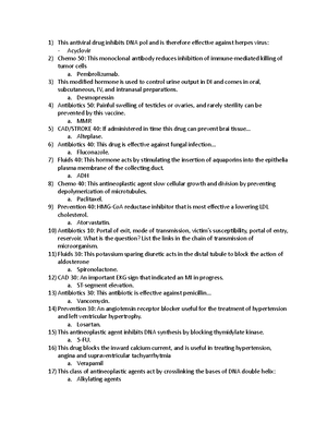 Exam 3 drugs overview - Drugs overview table Drug Name (common name ...