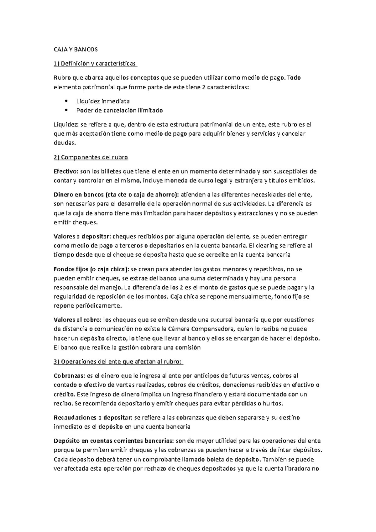 Caja y Bancos - CAJA Y BANCOS Definición y características Rubro que ...
