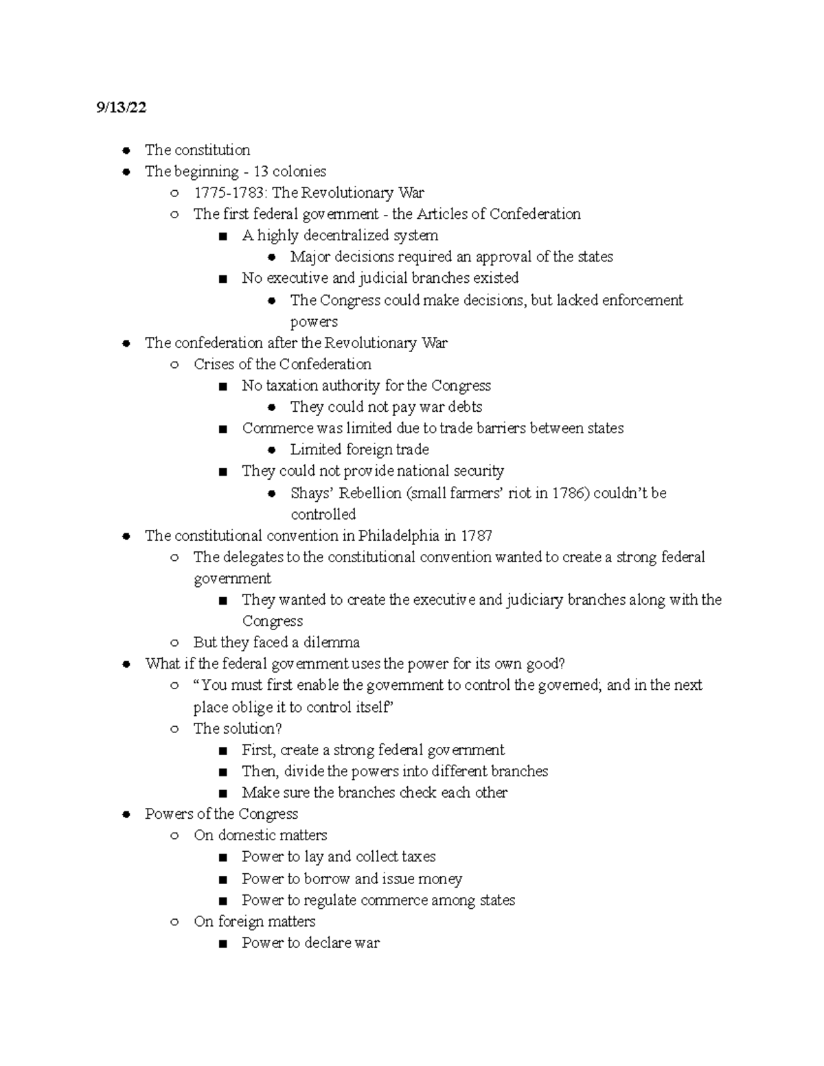 lecture two poli - 9/13/ The constitution The beginning - 13 colonies ...