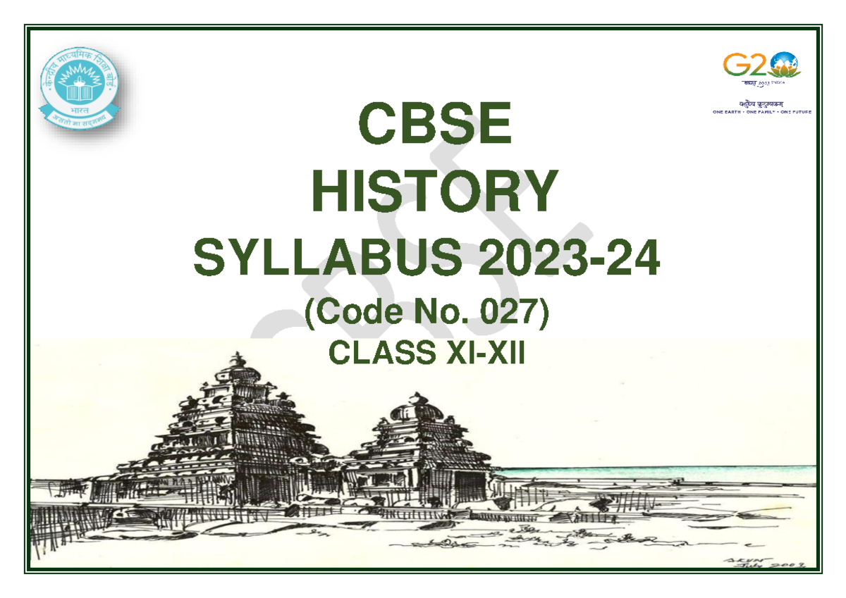 History Sr Sec 2023-24 - ..... - CBSE HISTORY SYLLABUS 2023- (Code No ...