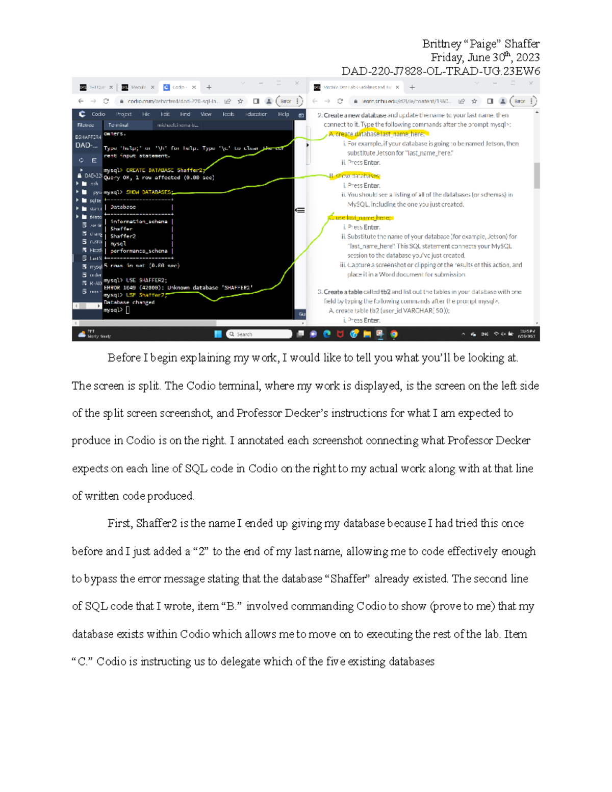 DAD 220 Lab 1 - DAD220 - Brittney “Paige” Shaffer Friday, June 30th ...