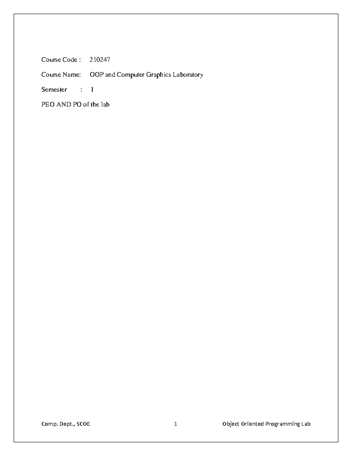 OOPL Lab manual ds ds es ew - Course Code : 210247 Course Name: OOP and ...