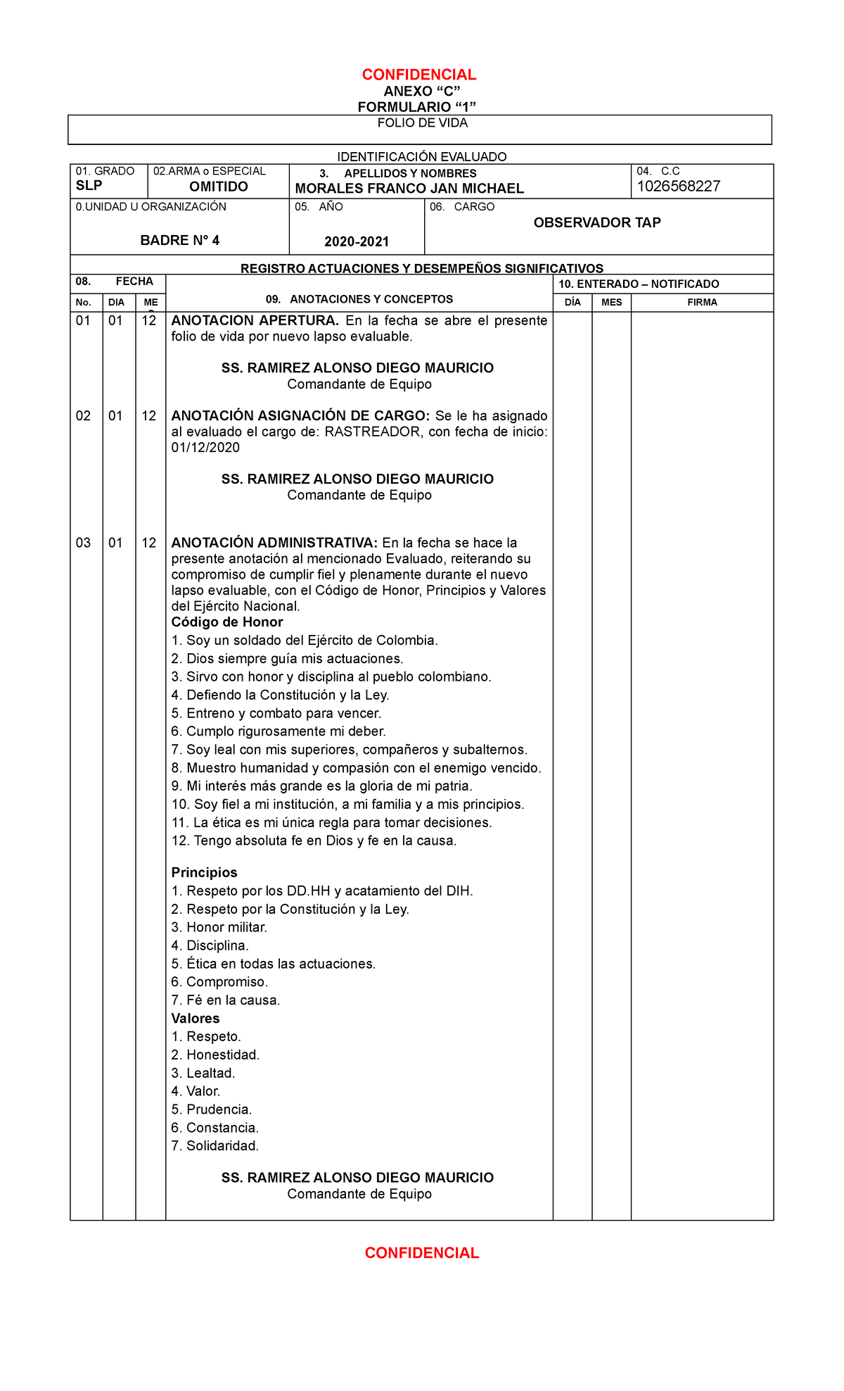 Folio SLP Morales Franco JAN Michael - ANEXO “C” FORMULARIO “1” FOLIO ...