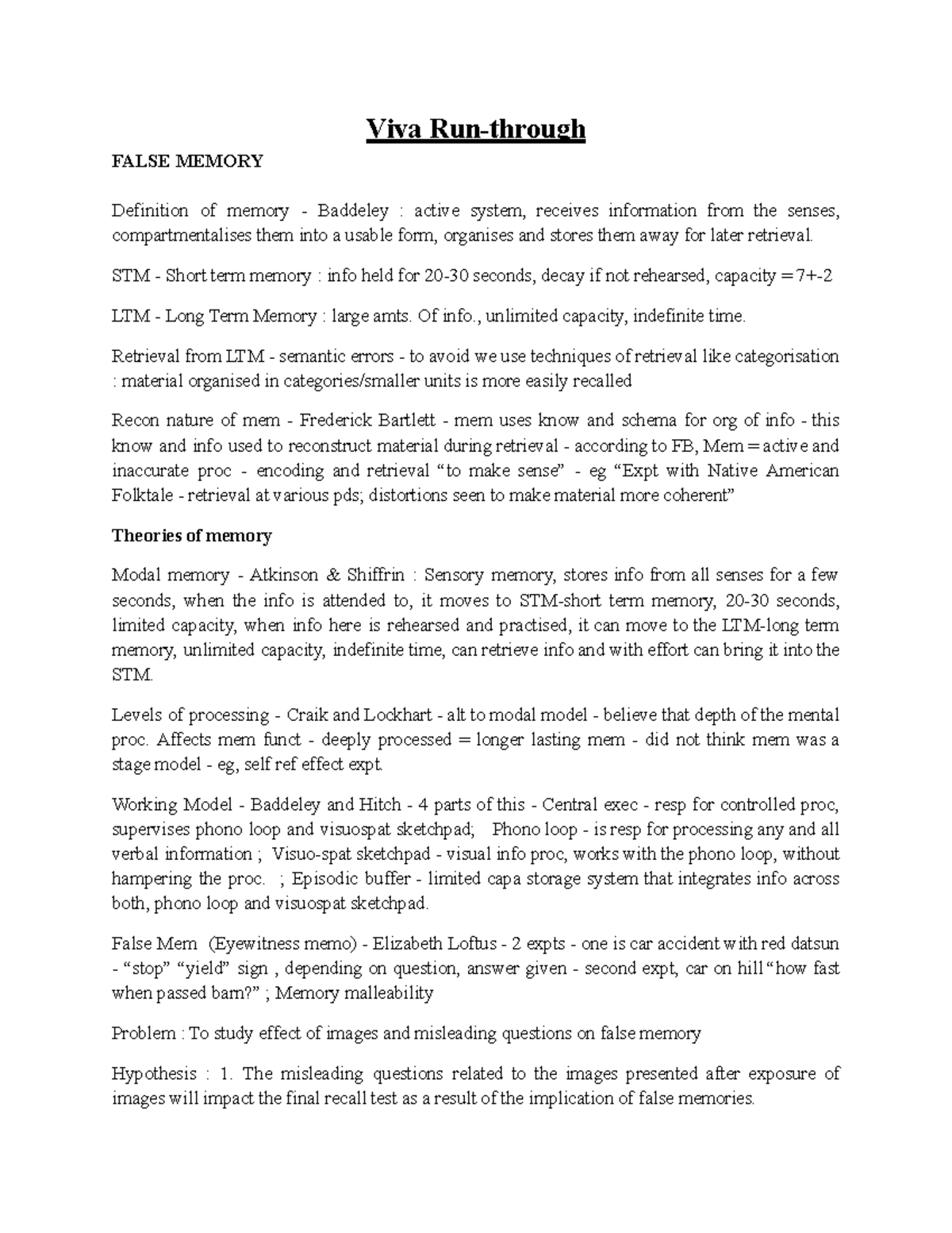 Viva Run-Through - Run thru for psych viva MA - Viva Run-through FALSE ...