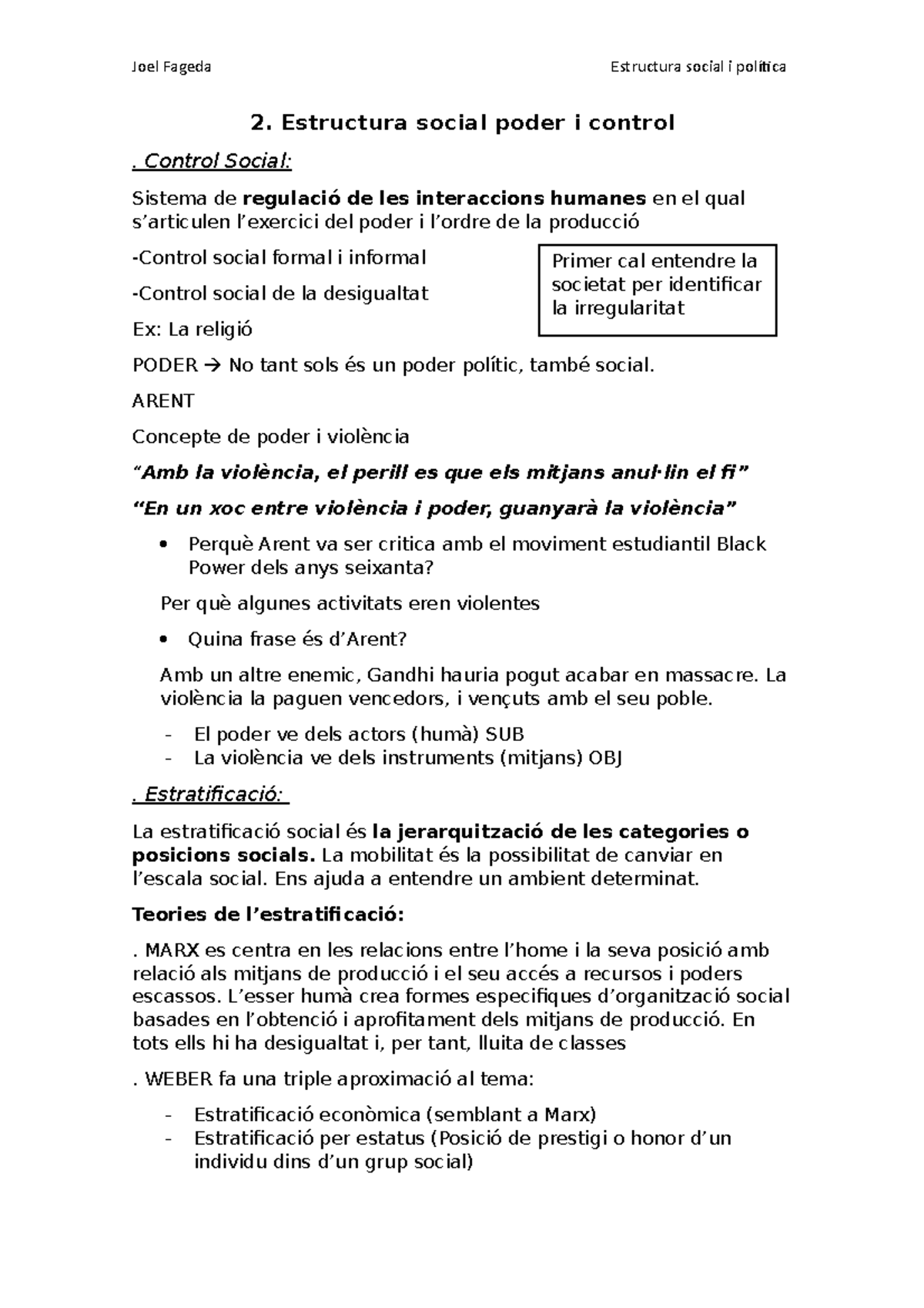 TEMA 2 Estructura social, poder i control - Joel Fageda Estructura ...