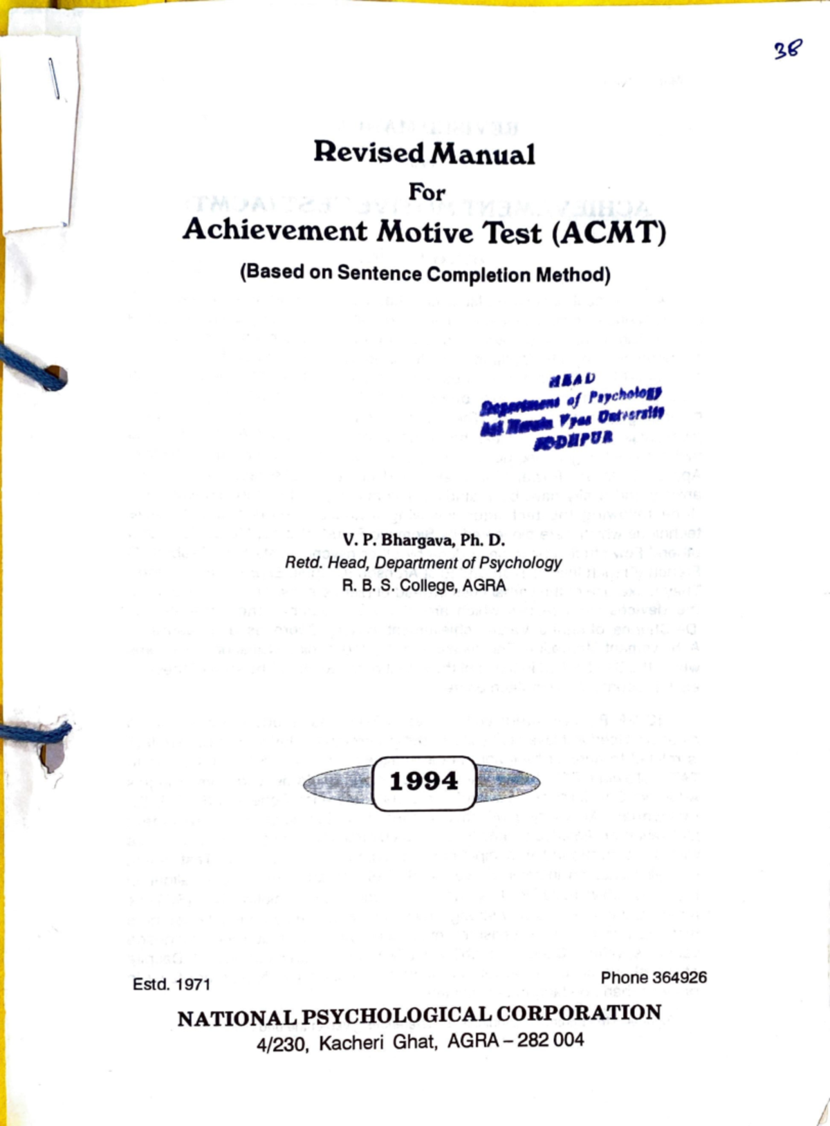 Manual ACMT - r ••:w... ;; \ - ####### Revised Manual For ...