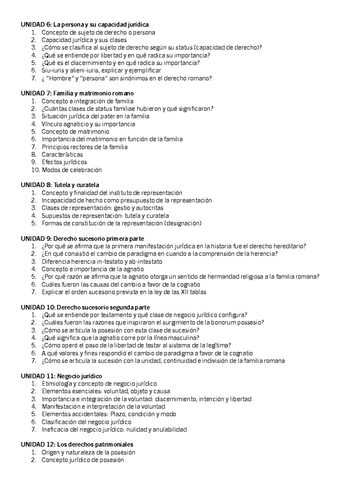 Guía de preguntas 1er Parcial Bolillas 6-13 - UNIDAD 6: La persona y su capacidad jurídica 1 ...