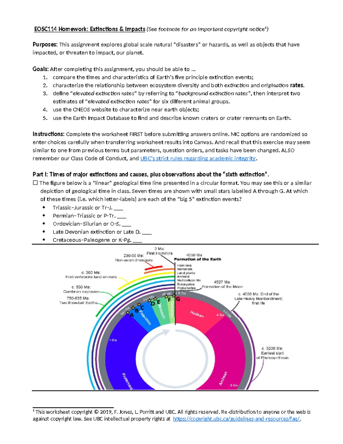EOSC 114-Extinctions and Impacts Reading Worksheet-2023W2 - EOSC114 ...