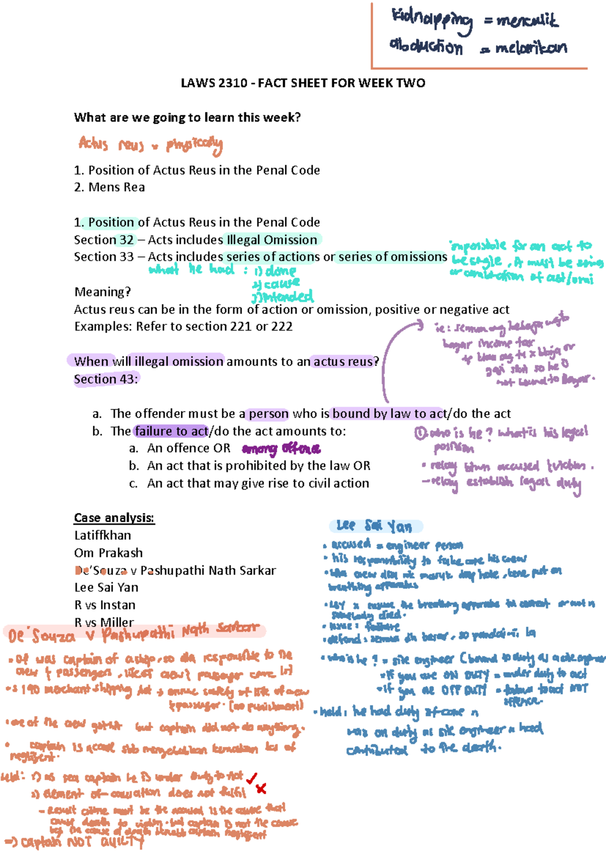 LAWS 2310 FACT Sheet WEEK 2 - LAWS 2310 - FACT SHEET FOR WEEK TWO What ...