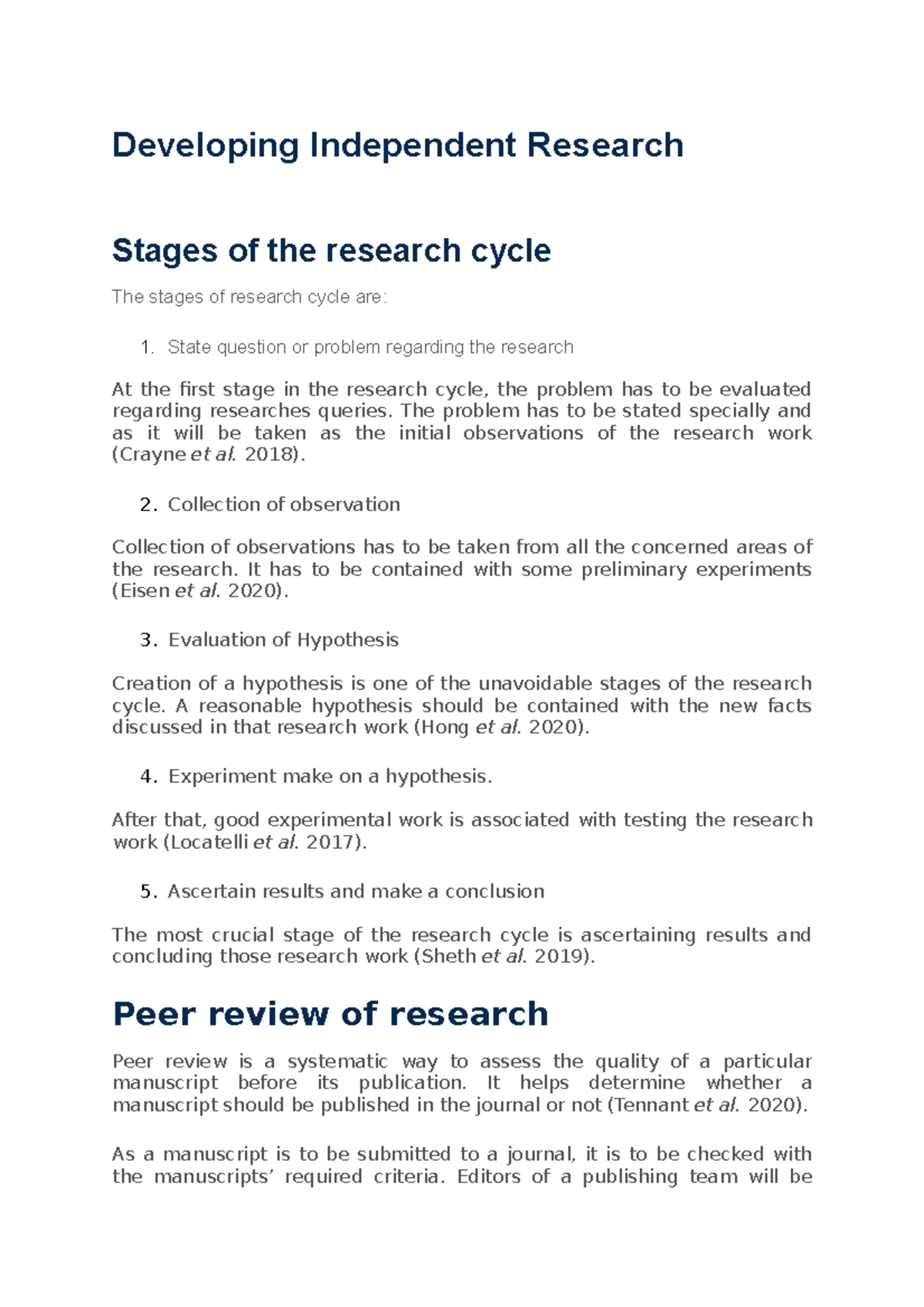 Developing Independent Research - Developing Independent Research ...