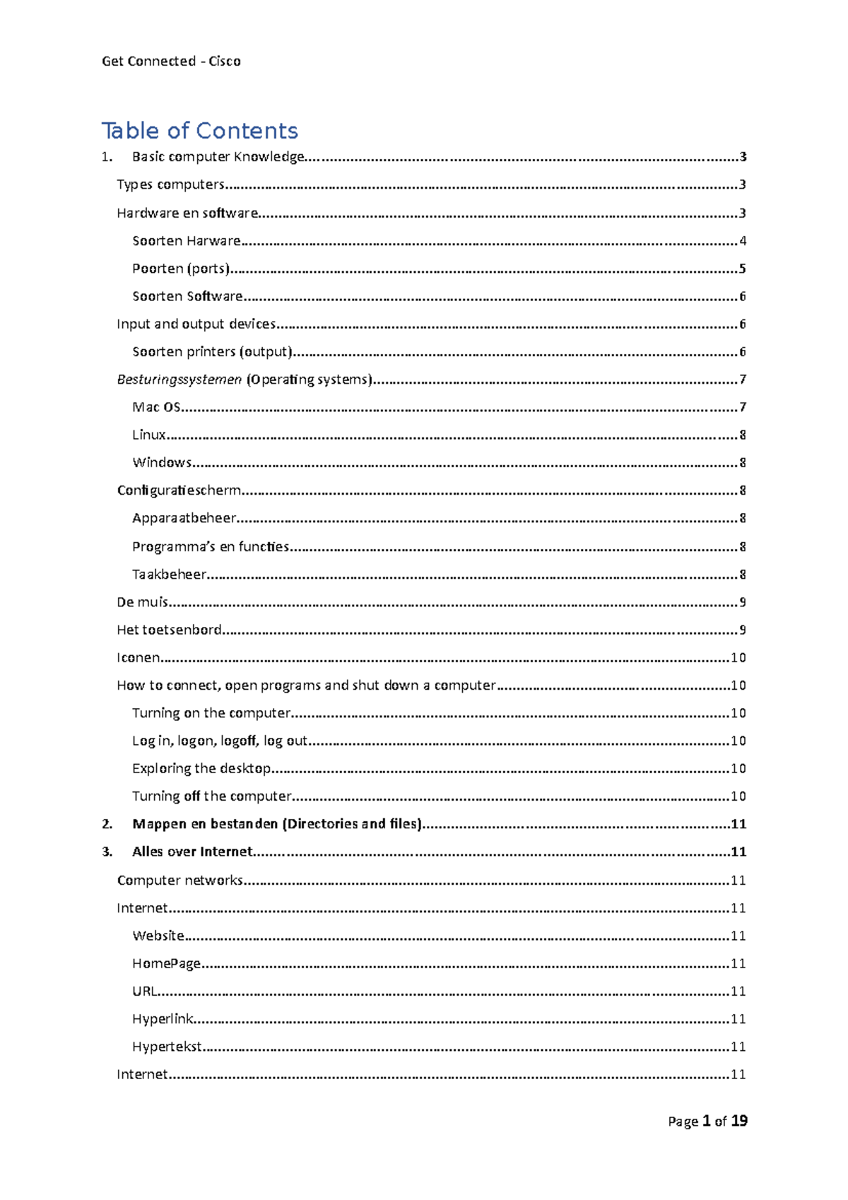 Samevatting cisco - Table of Contents Basic computer - Studocu