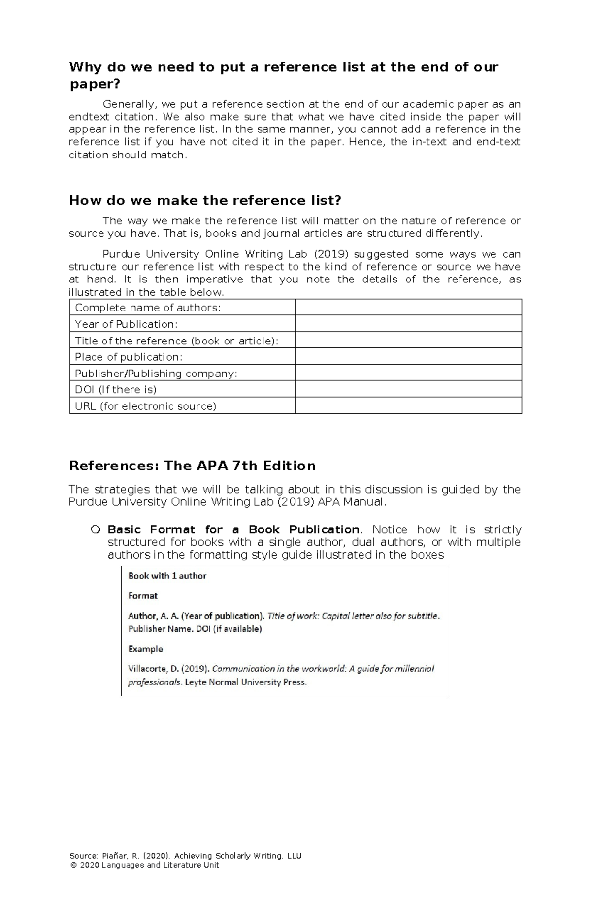 References APA 7th Edition - Why do we need to put a reference list at ...