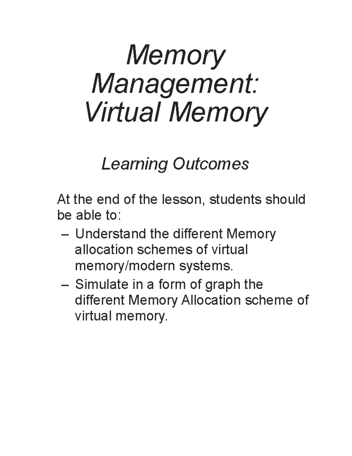 Memory Management Virtual Memory - Memory Management: Virtual Memory ...