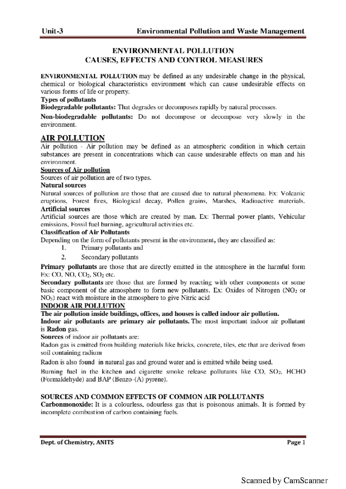 Enviornment pollution - Environmental Pollution And Management (Sec ...
