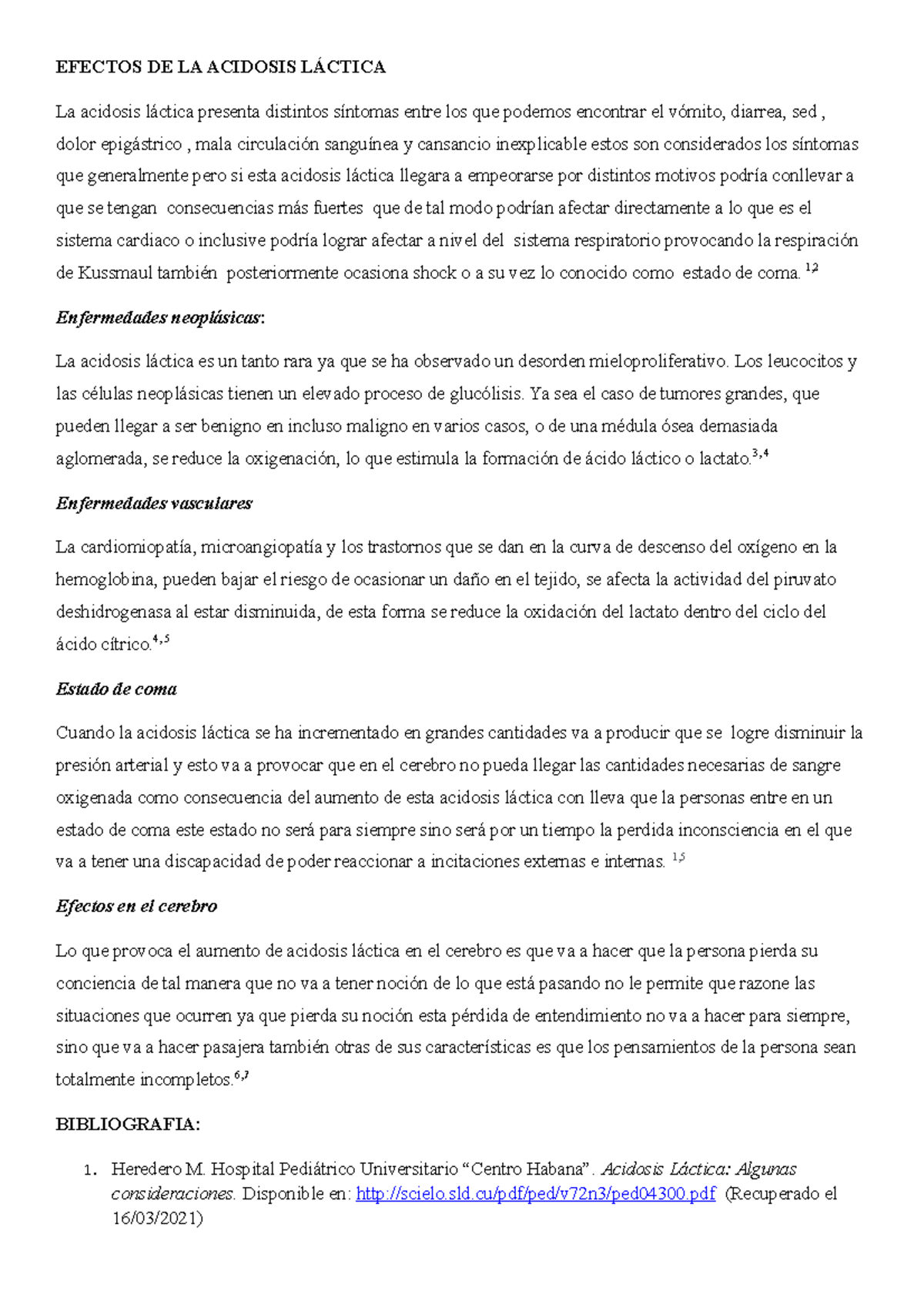 Efectos DE LA Acidosis Láctica - EFECTOS DE LA ACIDOSIS LÁCTICA La ...