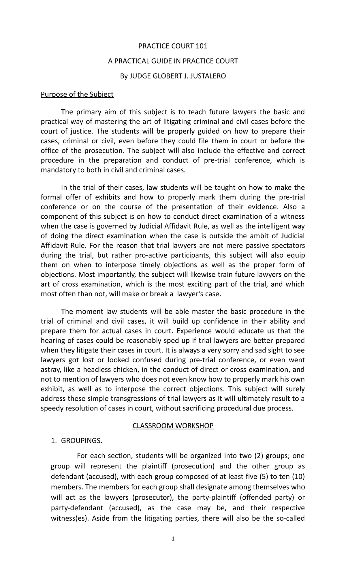 Practice- Court-101 - notes on civ pro - PRACTICE COURT 101 A PRACTICAL ...