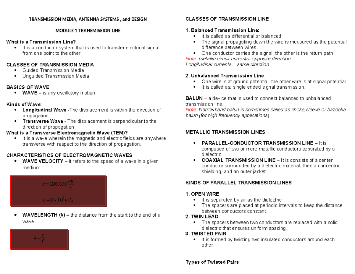 Data Transmission - ####### CLASSES OF TRANSMISSION MEDIA ...
