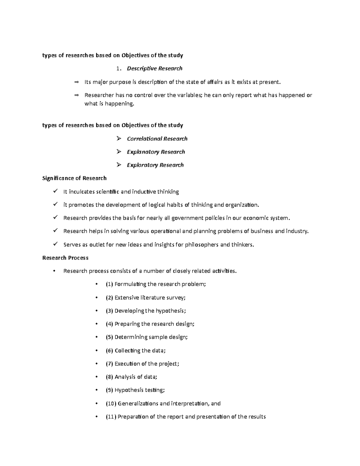 INT.RE - MBA - types of researches based on Objectives of the study ...