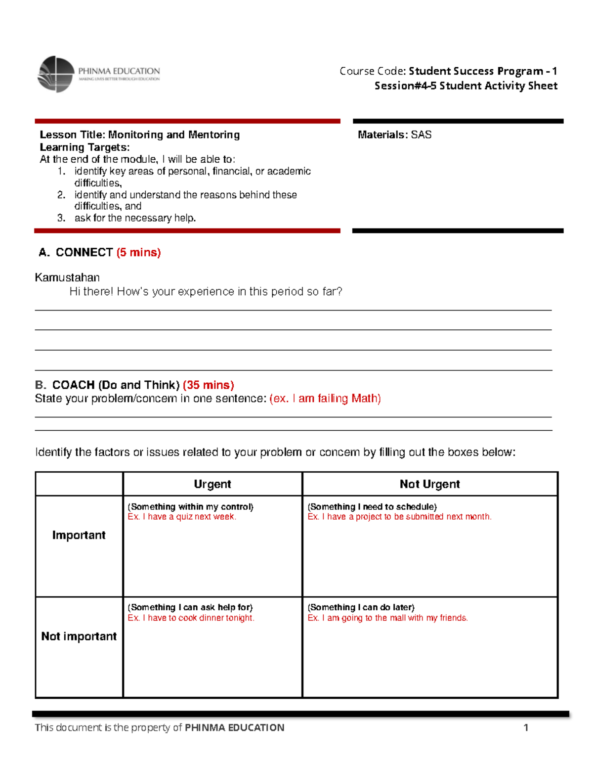 Monitoring-and-Mentoring SAS Session 4 - Course Code: Student Success ...