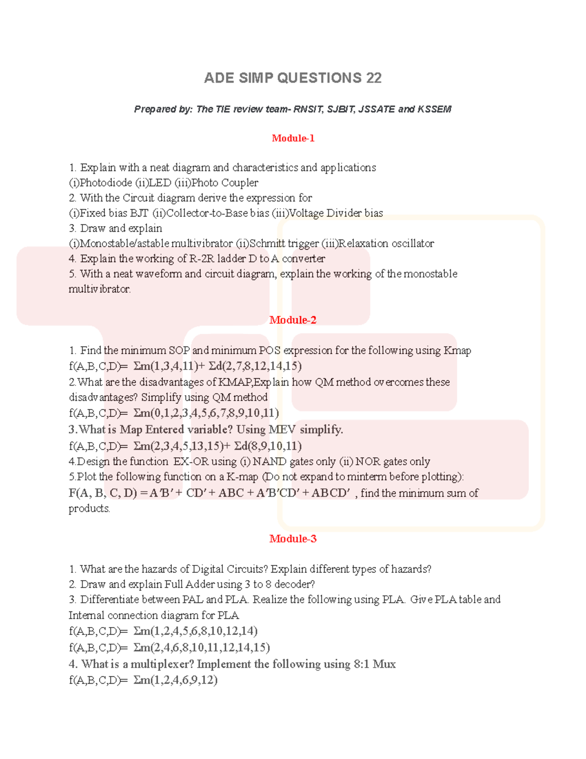 ADE SIMP Questions 22 - ADE SIMP QUESTIONS 22 Prepared by: The TIE ...