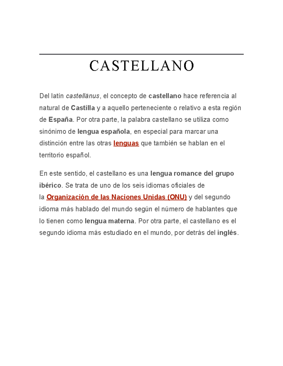 Castellano - textual - CASTELLANO Del latín castellānus, el concepto de ...