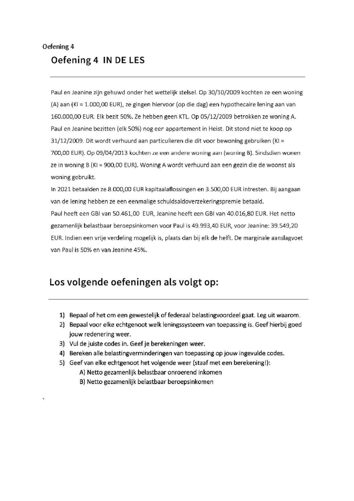 Oefening 4 - Personenbelasting 1 - Oefening 4 ` - Studocu
