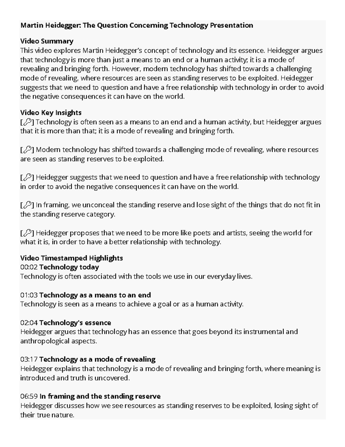 STAS MIDTERMS VIDEOS - Martin Heidegger: The Question Concerning ...