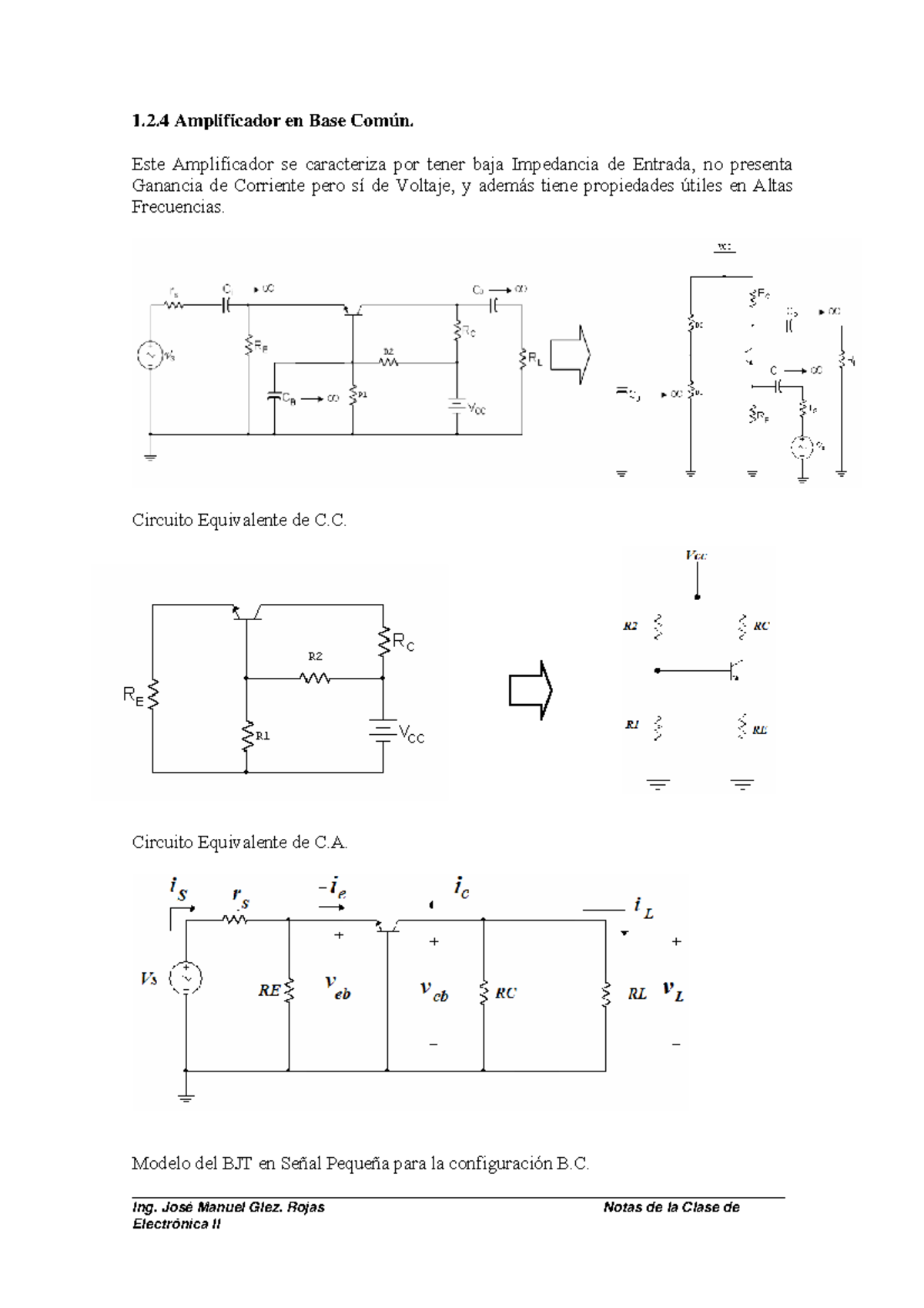 Amplificador EN BASE Comun - Ing. José Manuel Glez. Rojas Notas de la ...