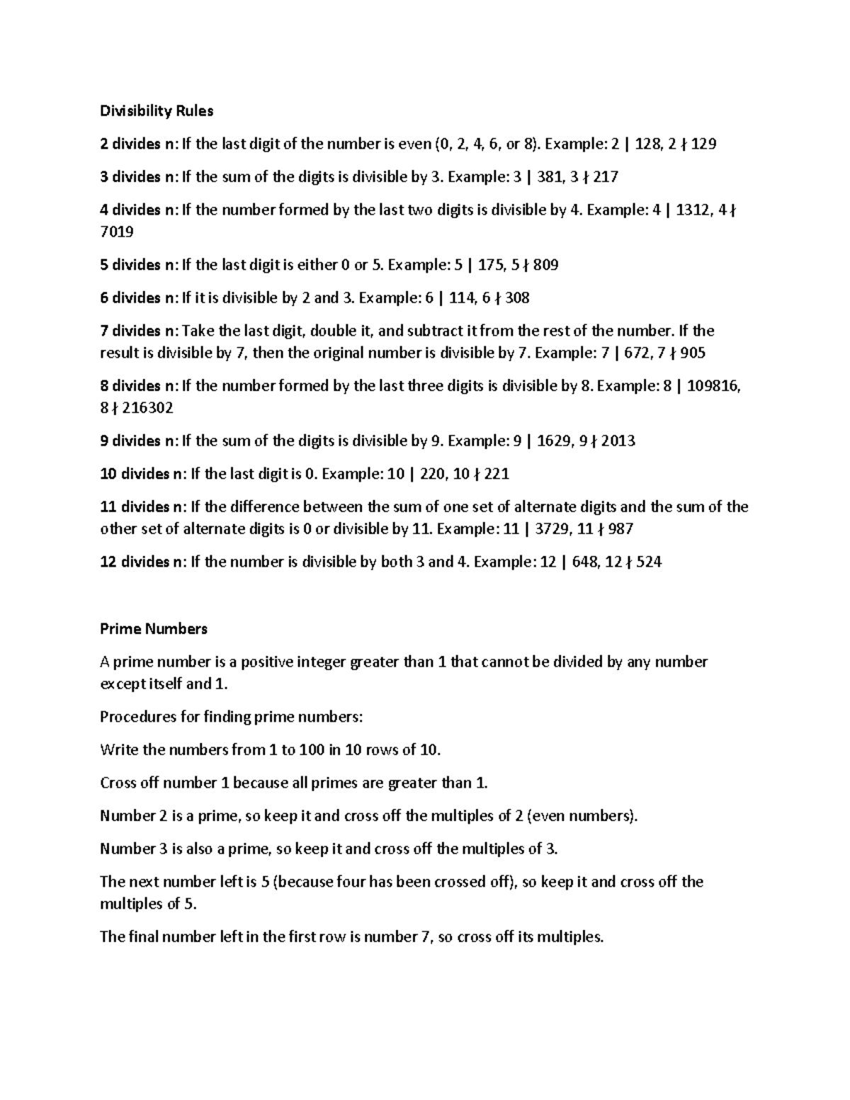 Reviewerdcmatht 42 - reviewer - Divisibility Rules 2 divides n: If the ...