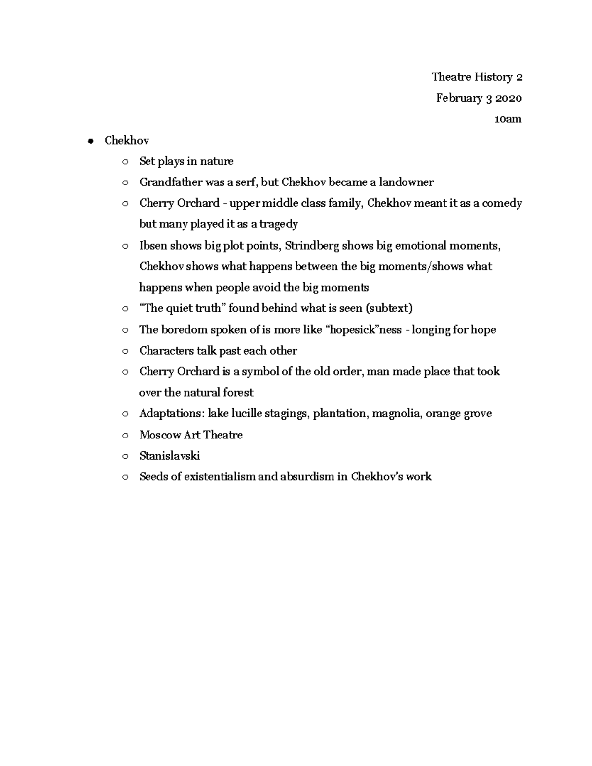 TH2 Notes 4 - Professor Morgan Jenness - Theatre History 2 February 3 ...