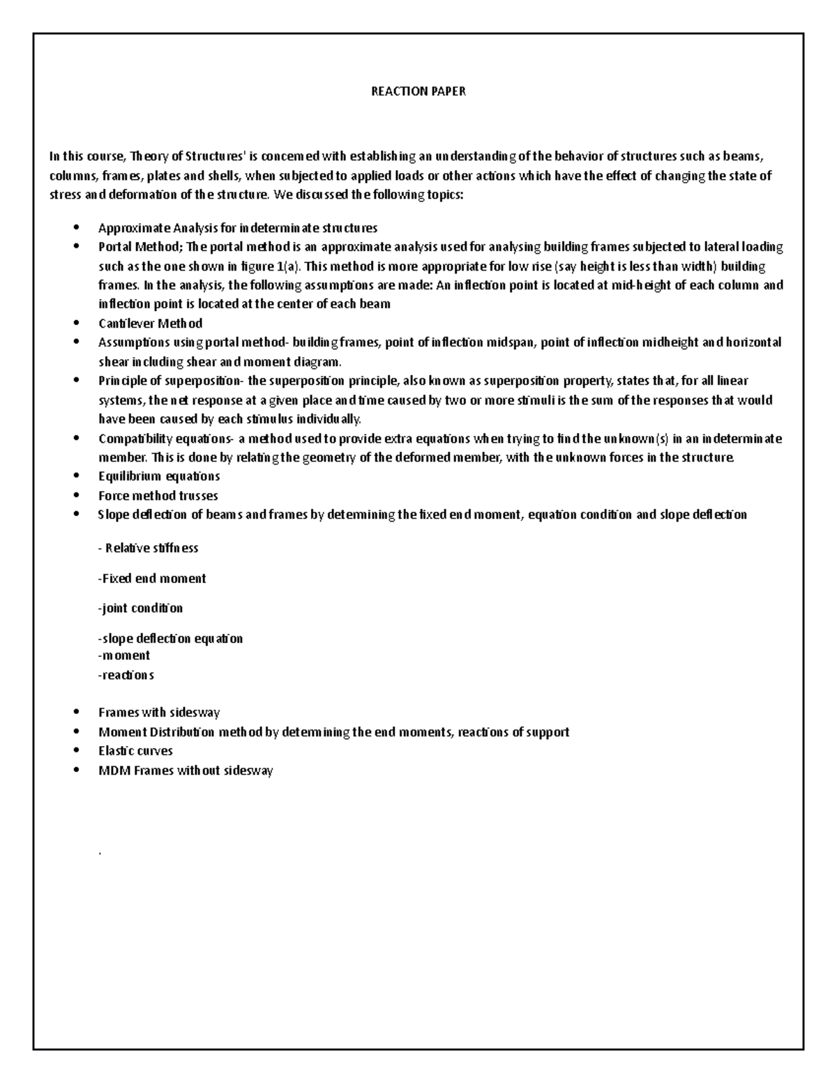 Reaction Paper tos2 - important - REACTION PAPER In this course, Theory ...