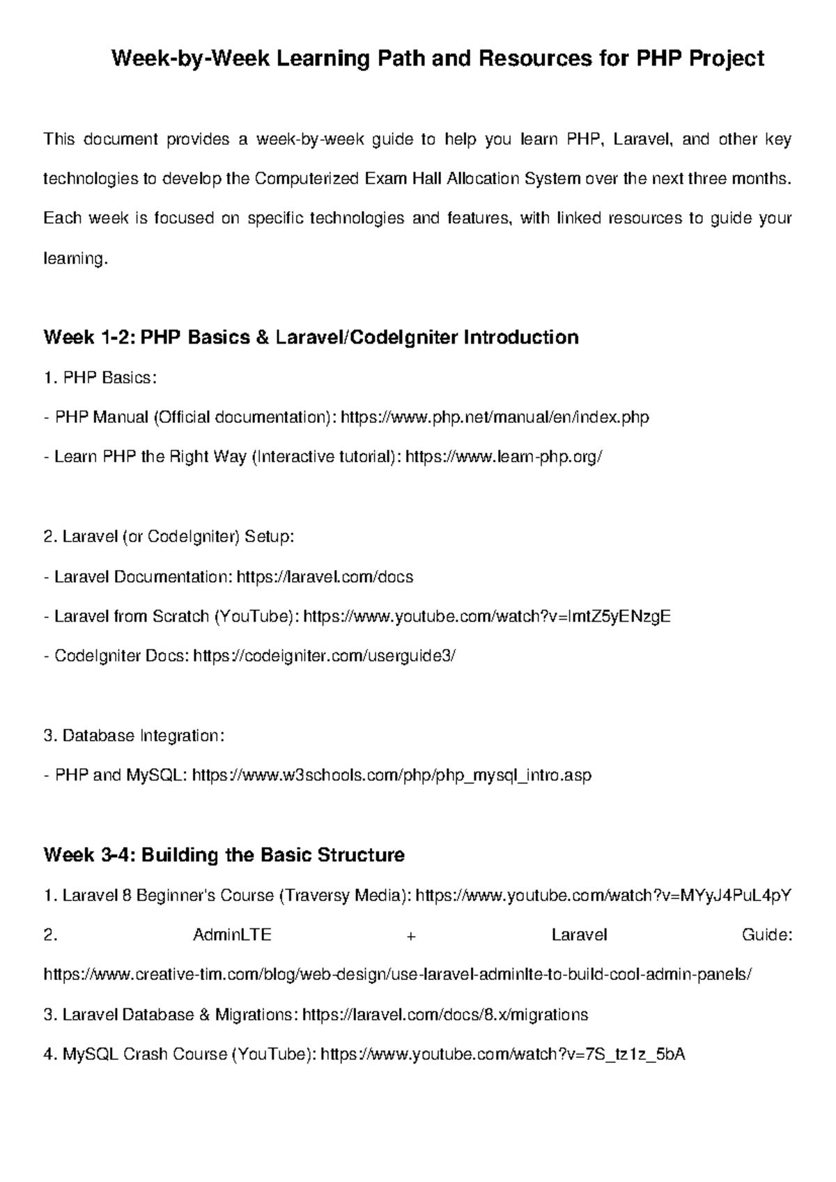 Week By Week Php Project Learning Path Week By Week Learning Path And Resources For Php