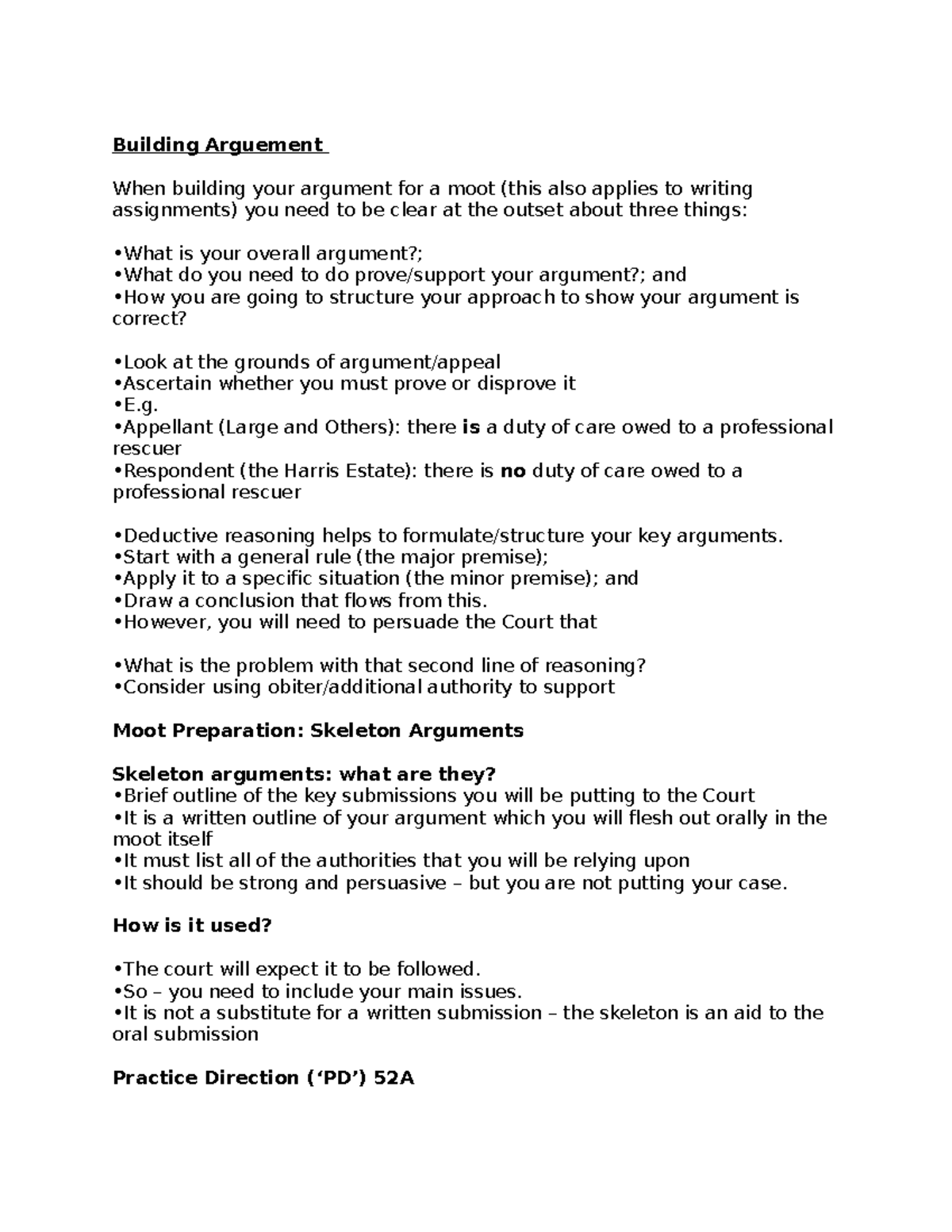 Moot Intructions - moot - Building Arguement When building your ...