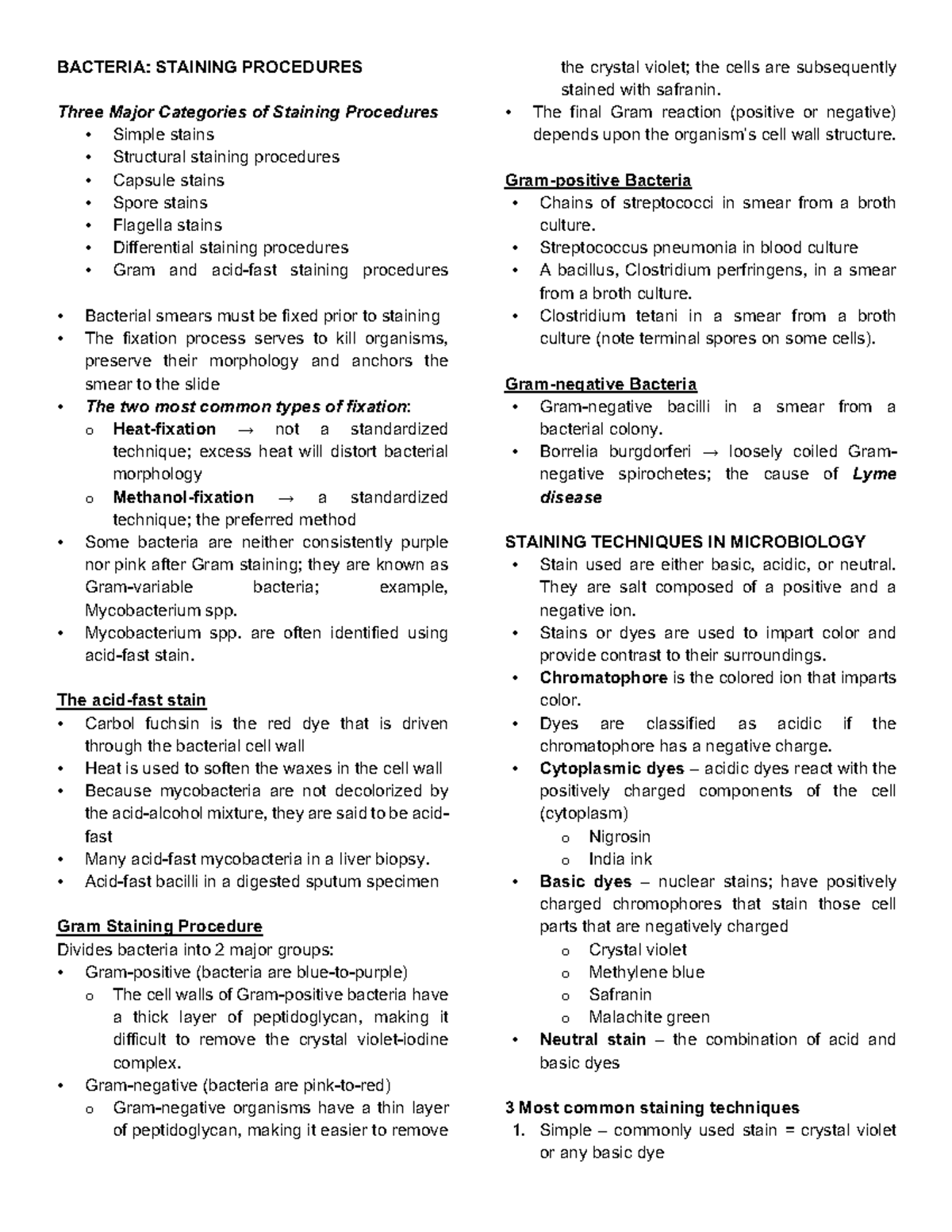 Bacteria- Staining Procedures - BACTERIA: STAINING PROCEDURES Three ...