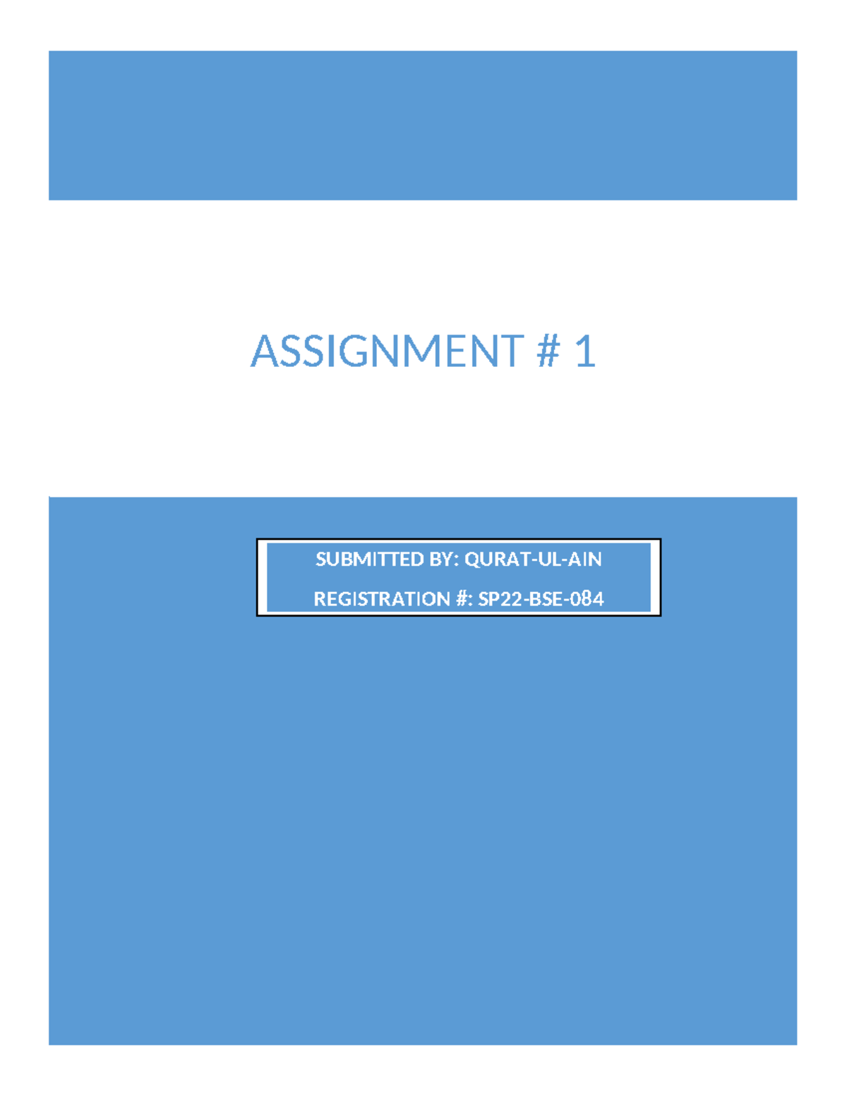 SQE assignment 1 - ASSIGNMENT # 1 SUBMITTED BY: QURAT-UL-AIN REGISTRATION #: SP22-BSE- Question ...