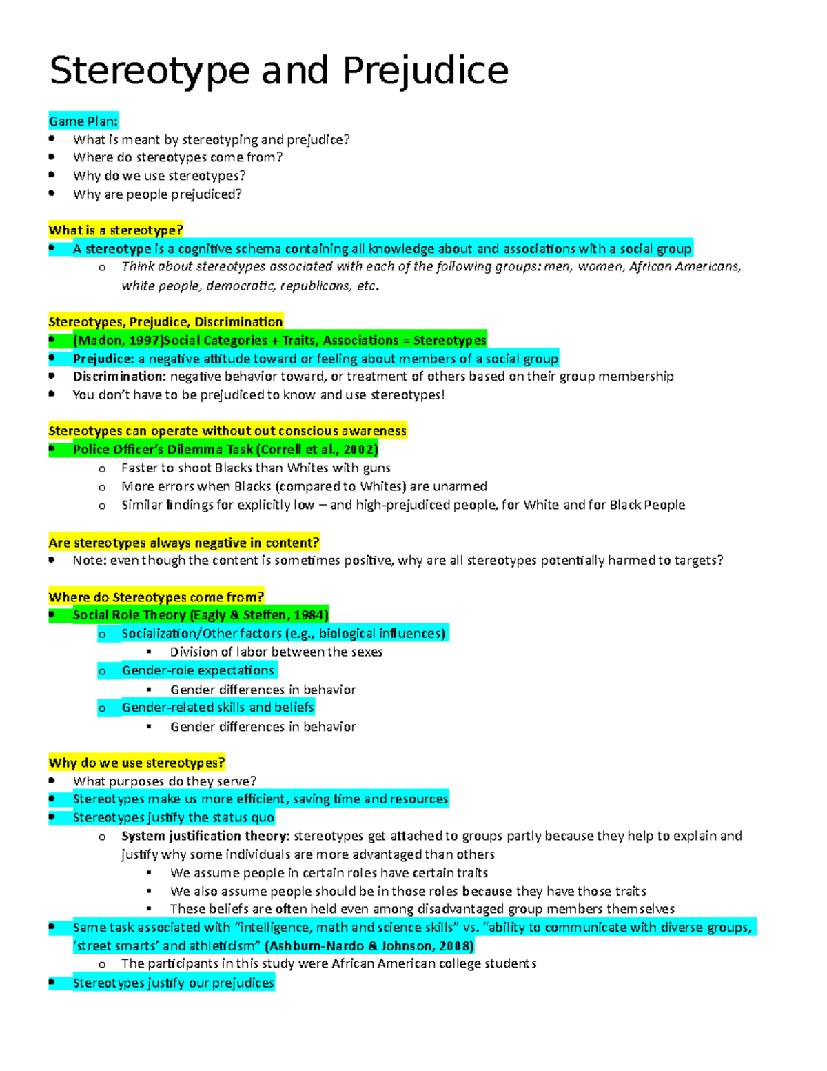 Stereotype and Prejudice - Stereotypes, Prejudice, Discrimination ...