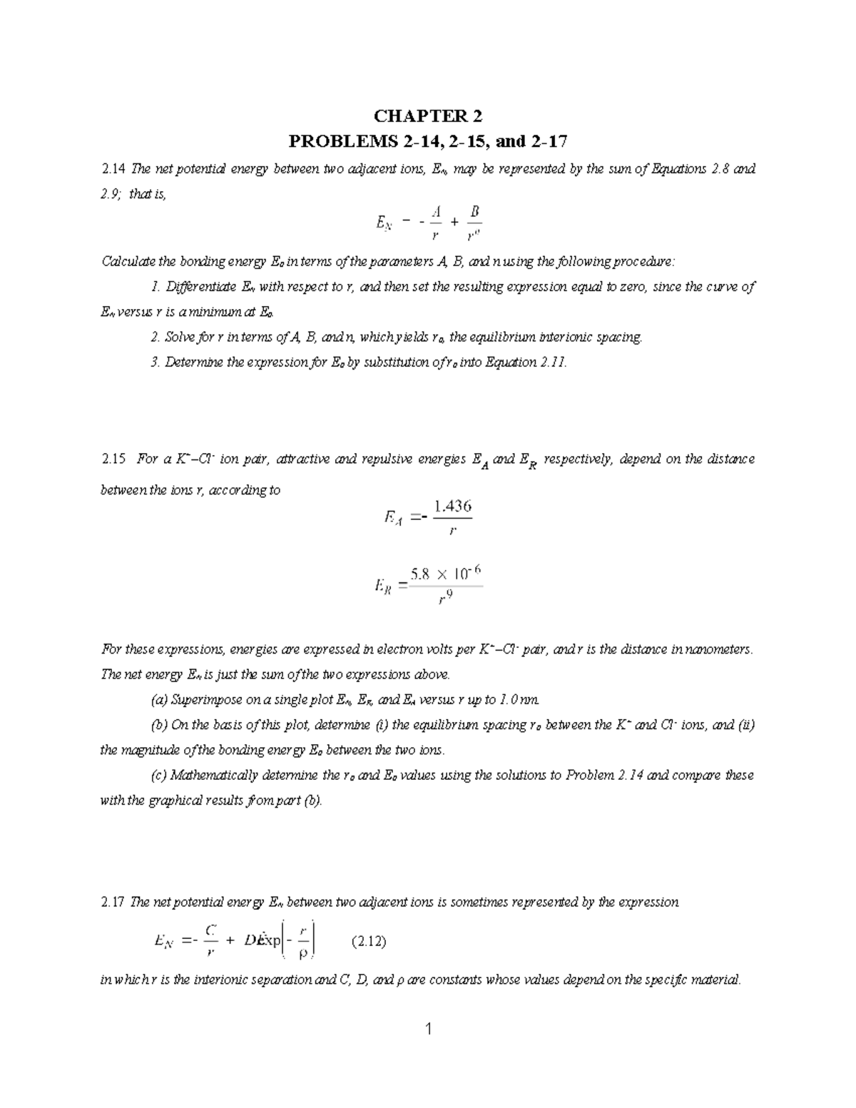 Assignment Problem Statement Chapter 2 - CHAPTER 2 PROBLEMS 2-14, 2-15, and 2- 2 The net ...