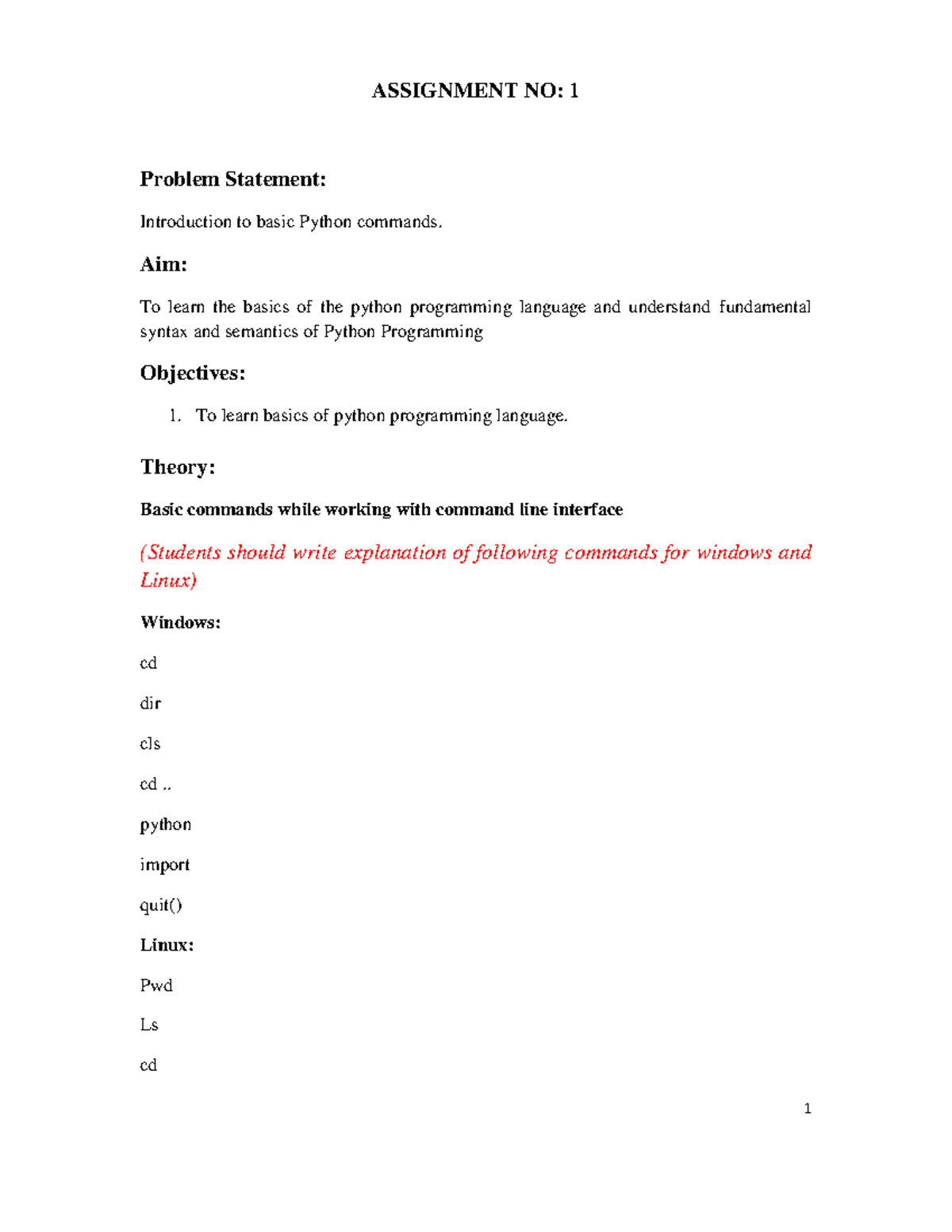 PP-Lab-Assignmnet-01 Writeup - ASSIGNMENT NO: 1 Problem Statement: Introduction to basic Python ...