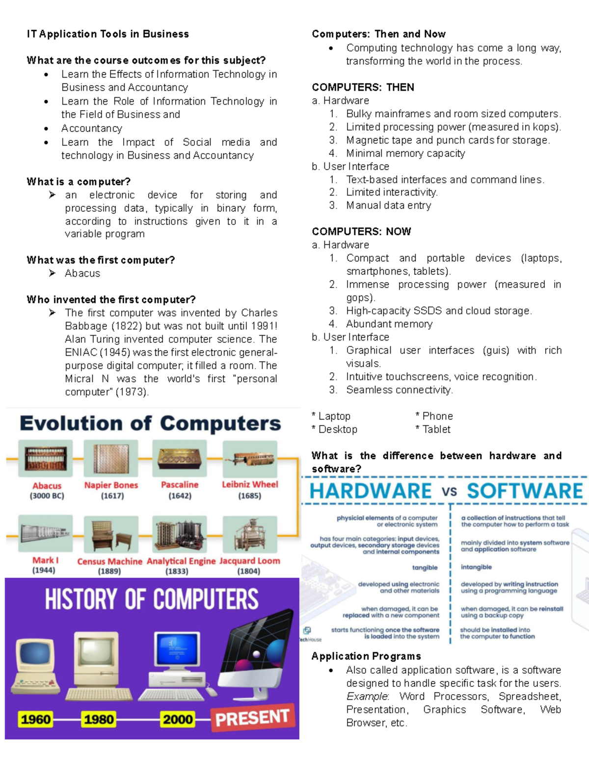 IT Application Tools in Business - The ENIAC (1945) was the first ...