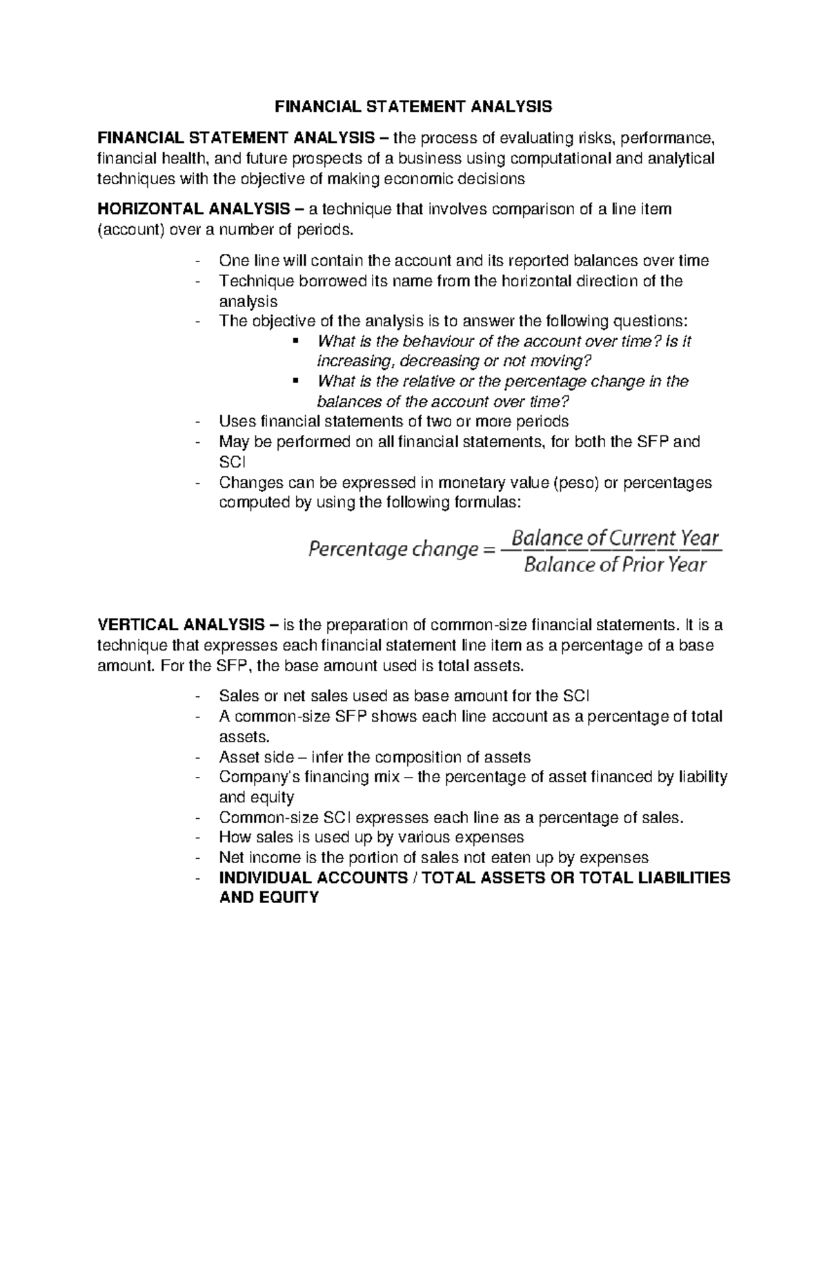 Financial Statement Analysis PART 1 - FINANCIAL STATEMENT ANALYSIS ...