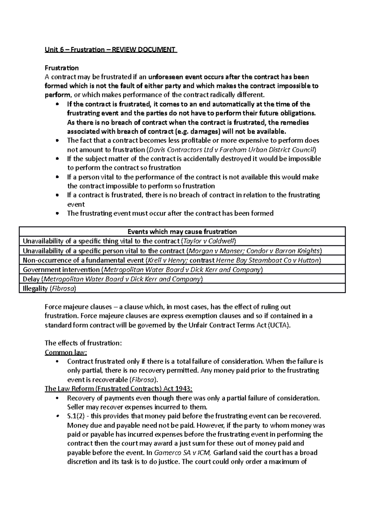 Unit 6 - Review Document - Unit 6 – Frustration – REVIEW DOCUMENT ...