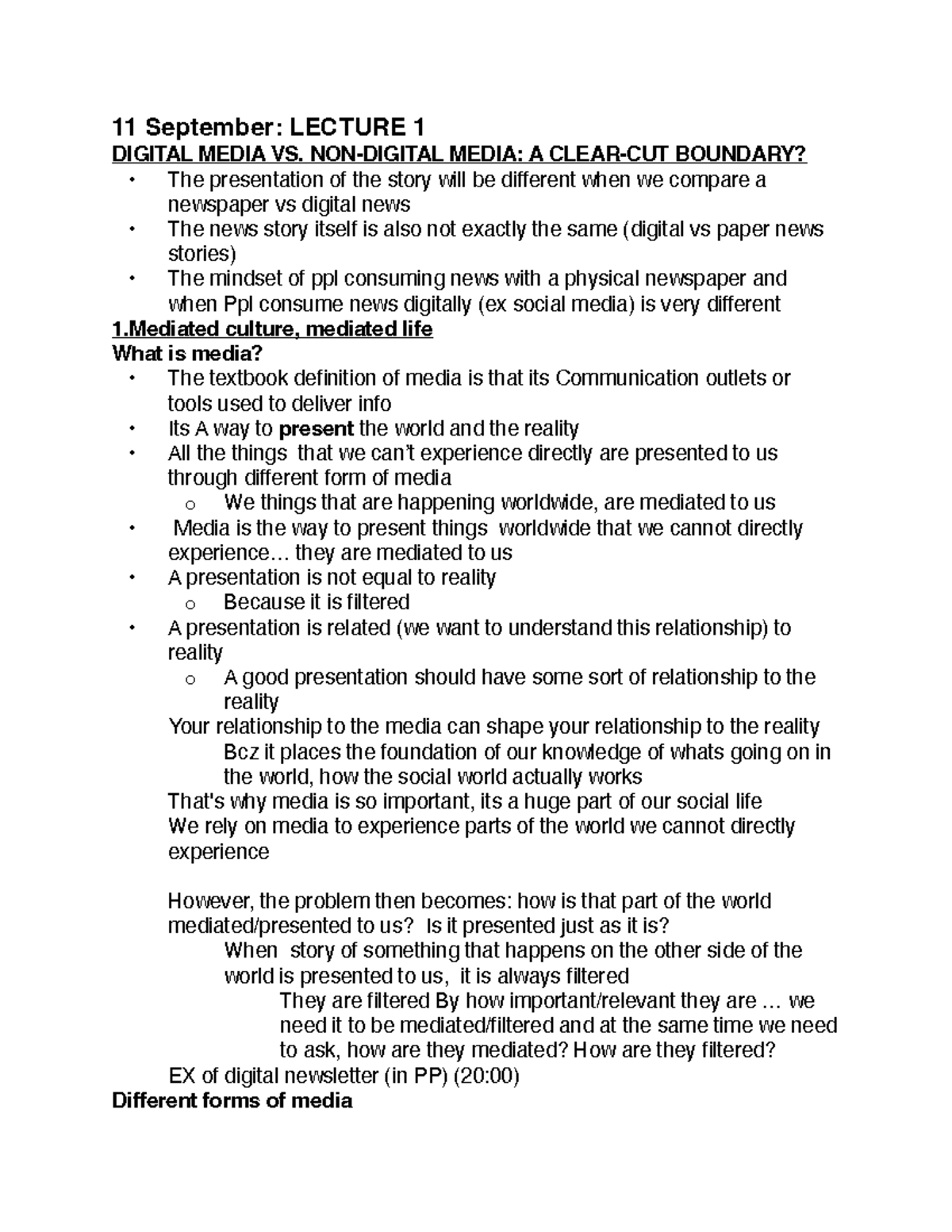 Soci 221 lecture 1 - 11 September: LECTURE 1 DIGITAL MEDIA VS. NON ...