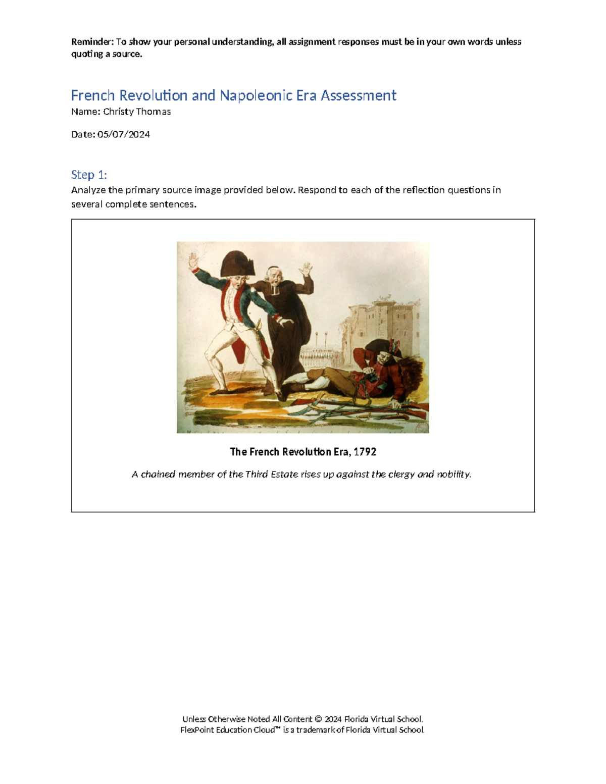 French revolution napoleon wh christythomas - Reminder: To show your ...