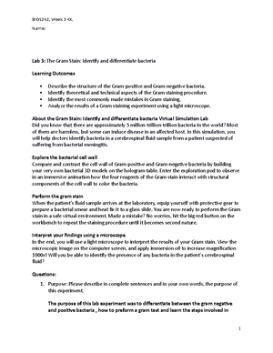 Week 6 labster - Name: Lab 6: Bacterial Cell Structures: An ...