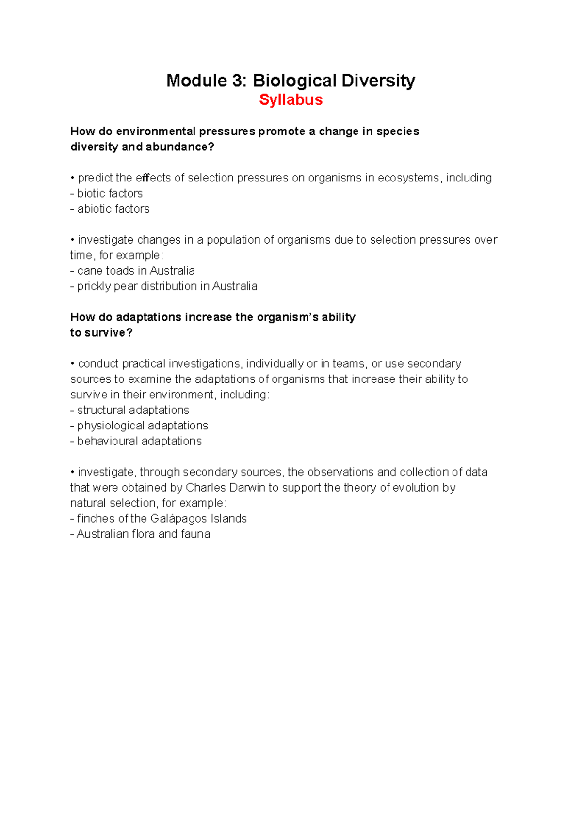 Module 3 - Biological Diversity - Module 3: Biological Diversity ...